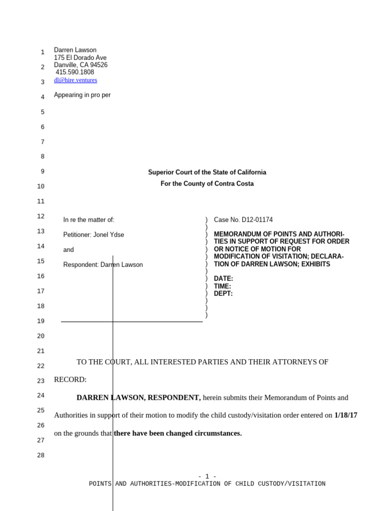 Motion To Modify Visitation | PDF | Contact (Law) | Child Custody