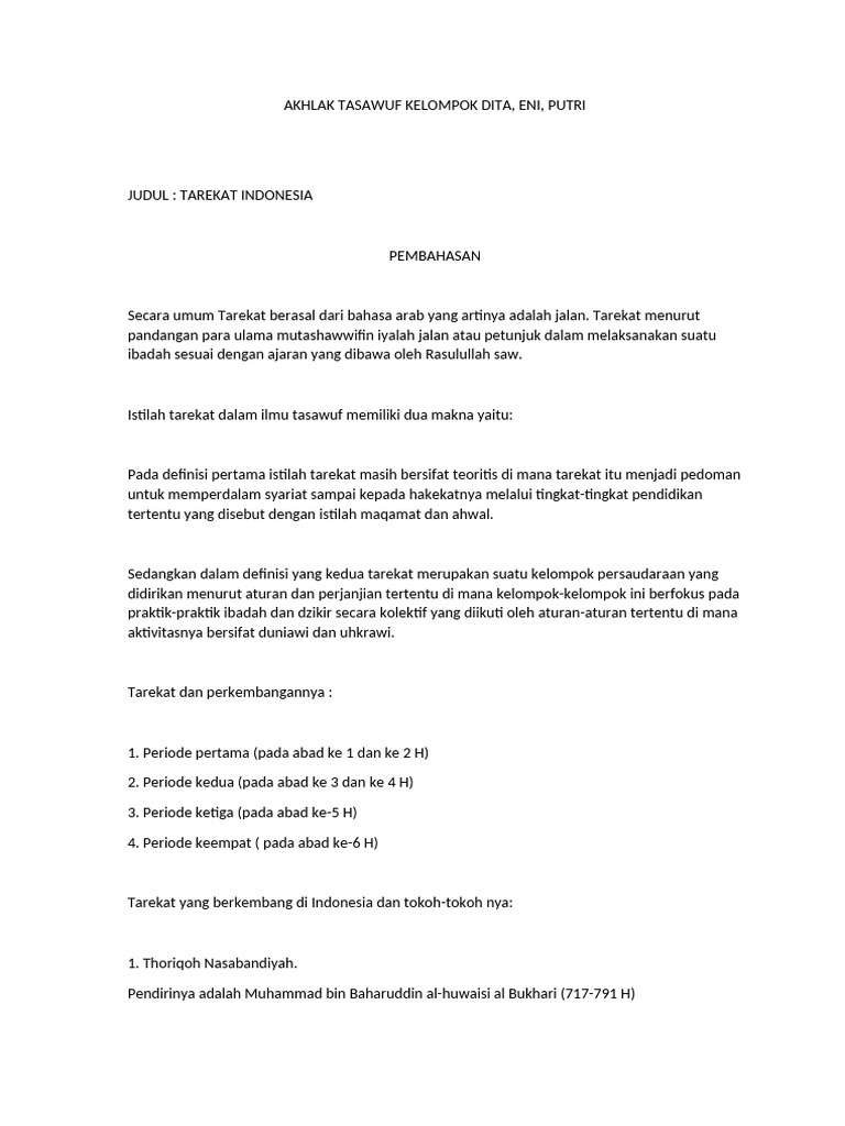 Akhlak Tasawuf Kelompok Dita Eni Putri | PDF