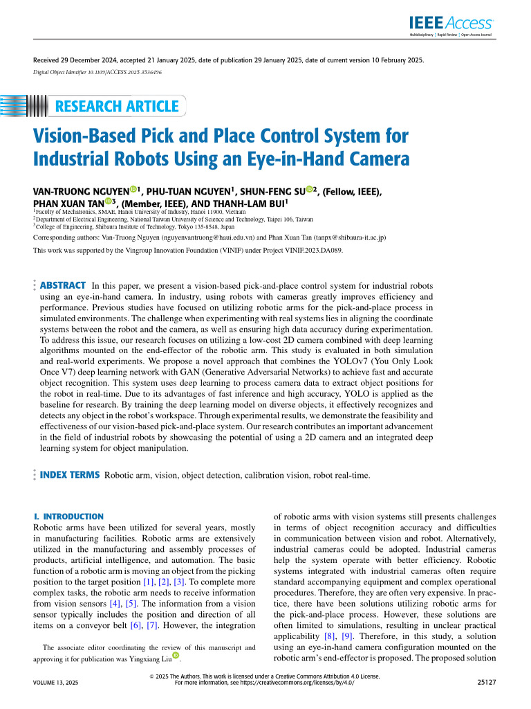 Vision-Based Pick and Place Control System For Industrial Robots Using ...