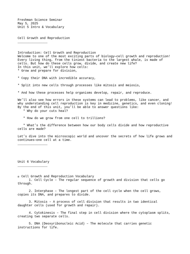 Understanding Cell Growth & Division | PDF | Chromosome | Sexual ...