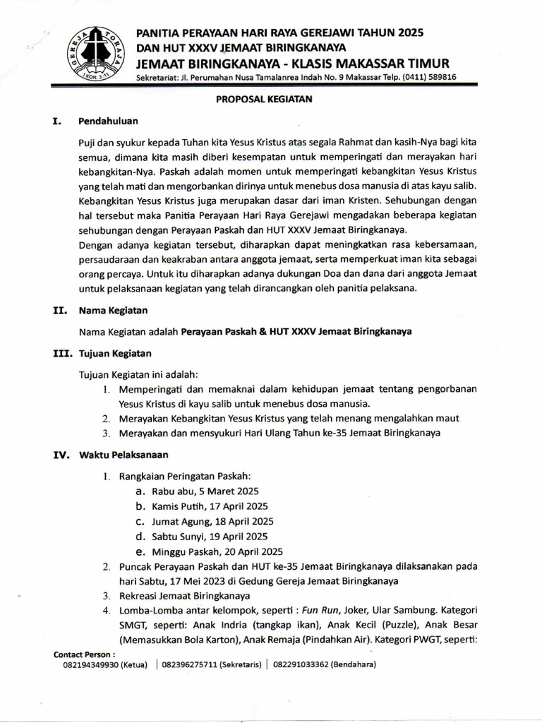 Proposal Paskah HRG JB 2025 | PDF