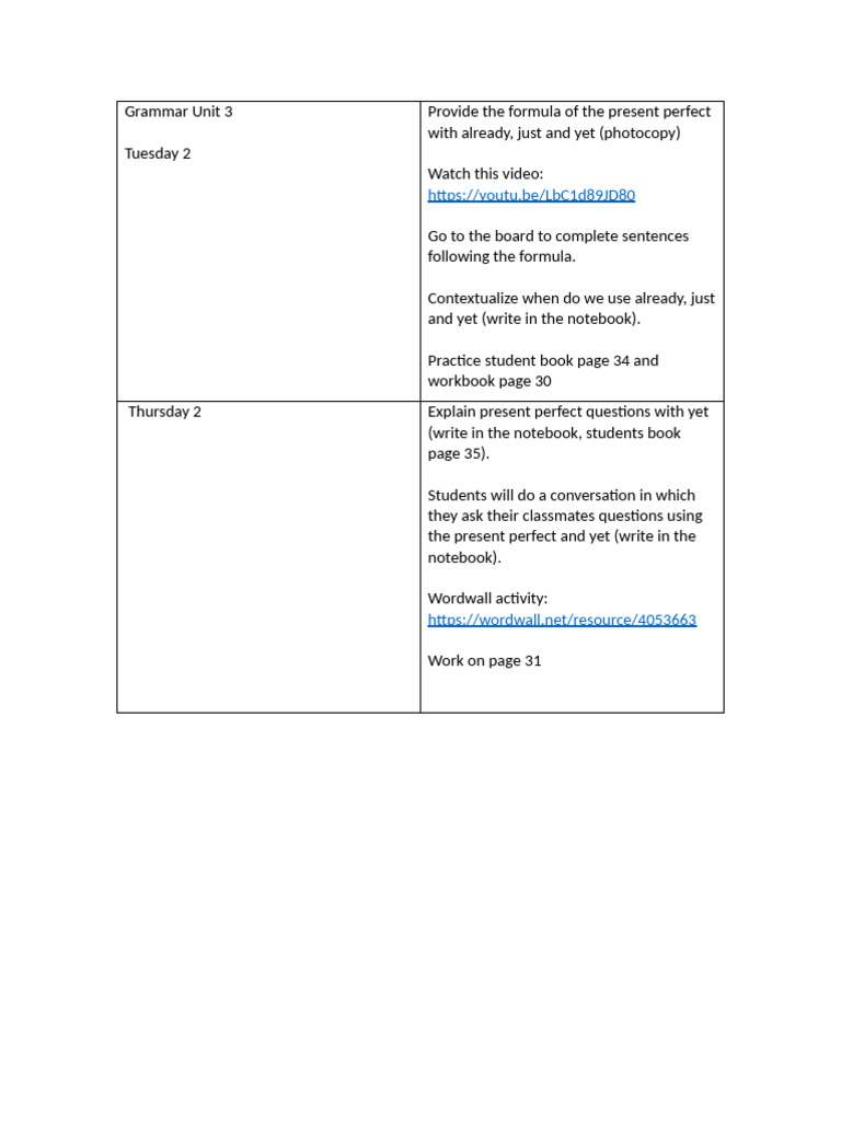 Grammar lesson plan units 2 and 3 | PDF | Grammar | Linguistics