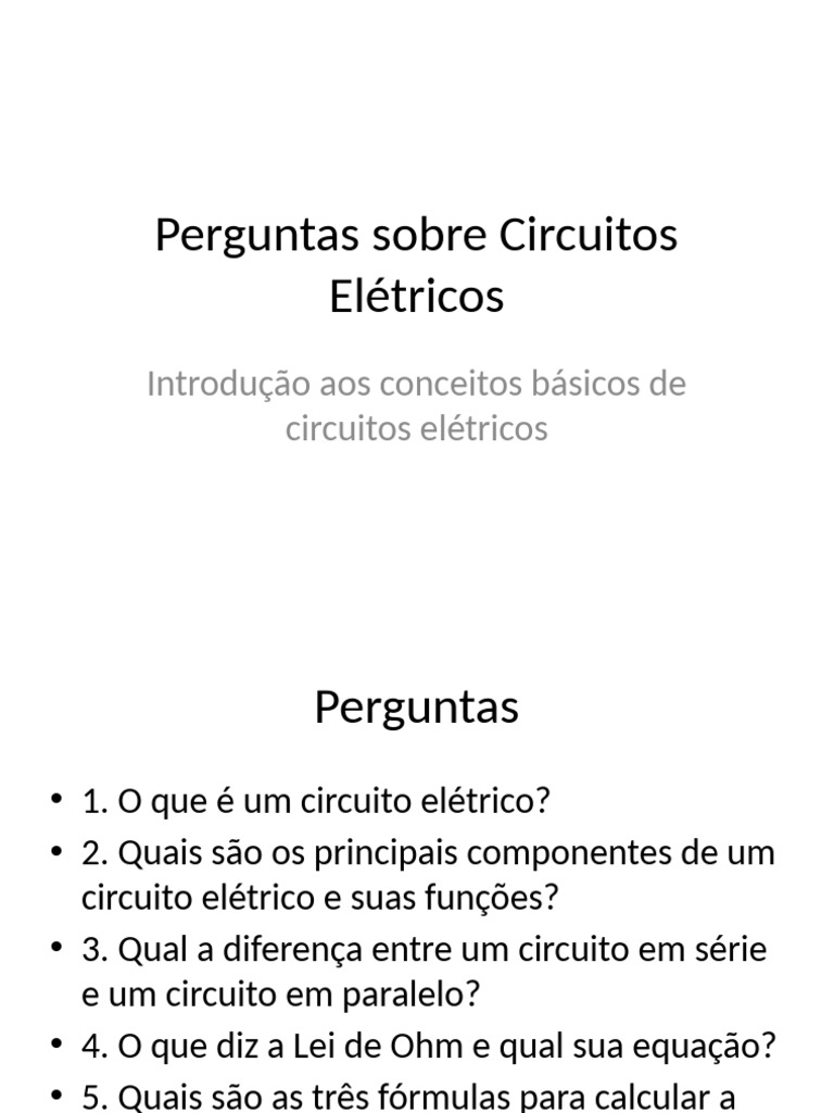 Perguntas Circuitos Eletricos | PDF