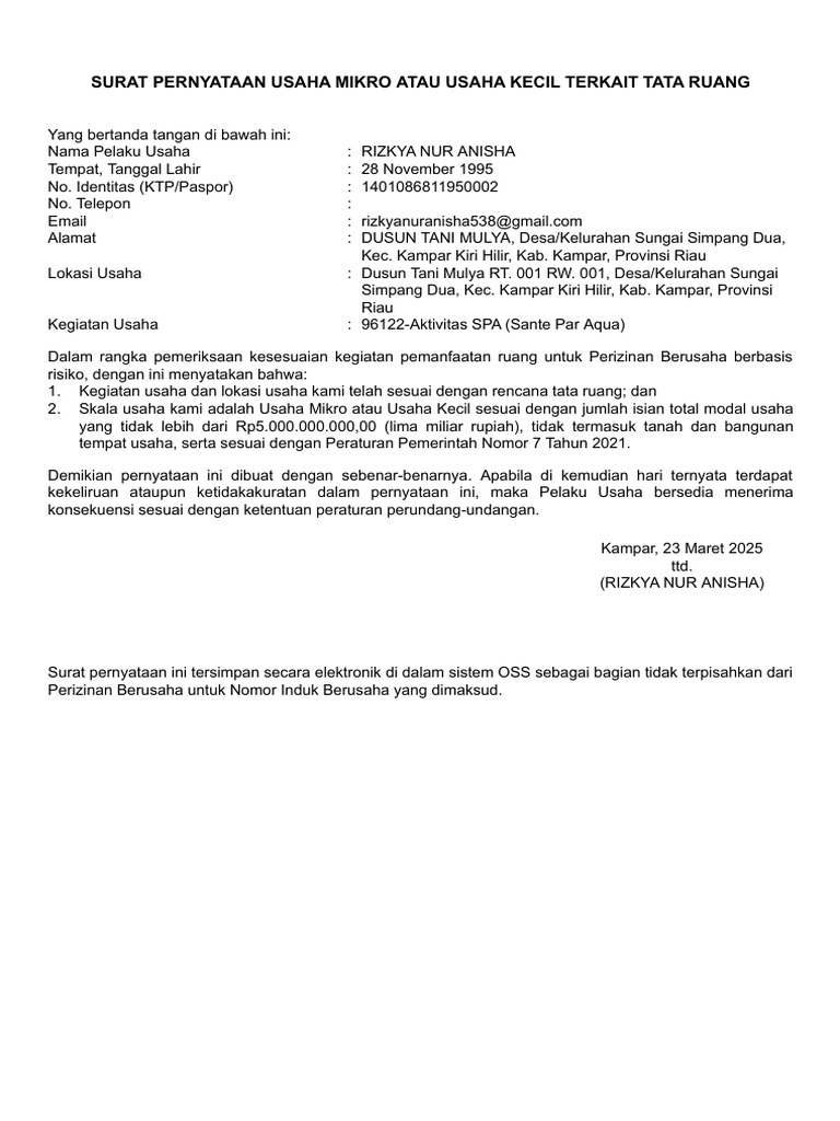 Tata Ruang Rizkya | PDF