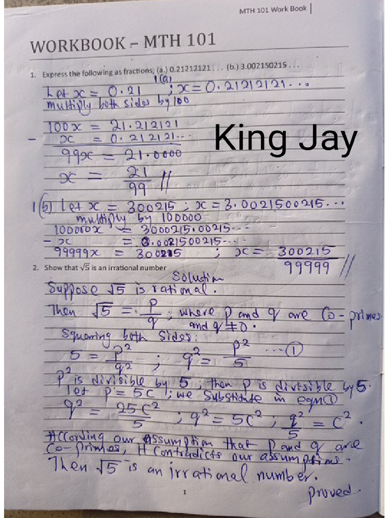 Maths 101 Solution 2025 | PDF