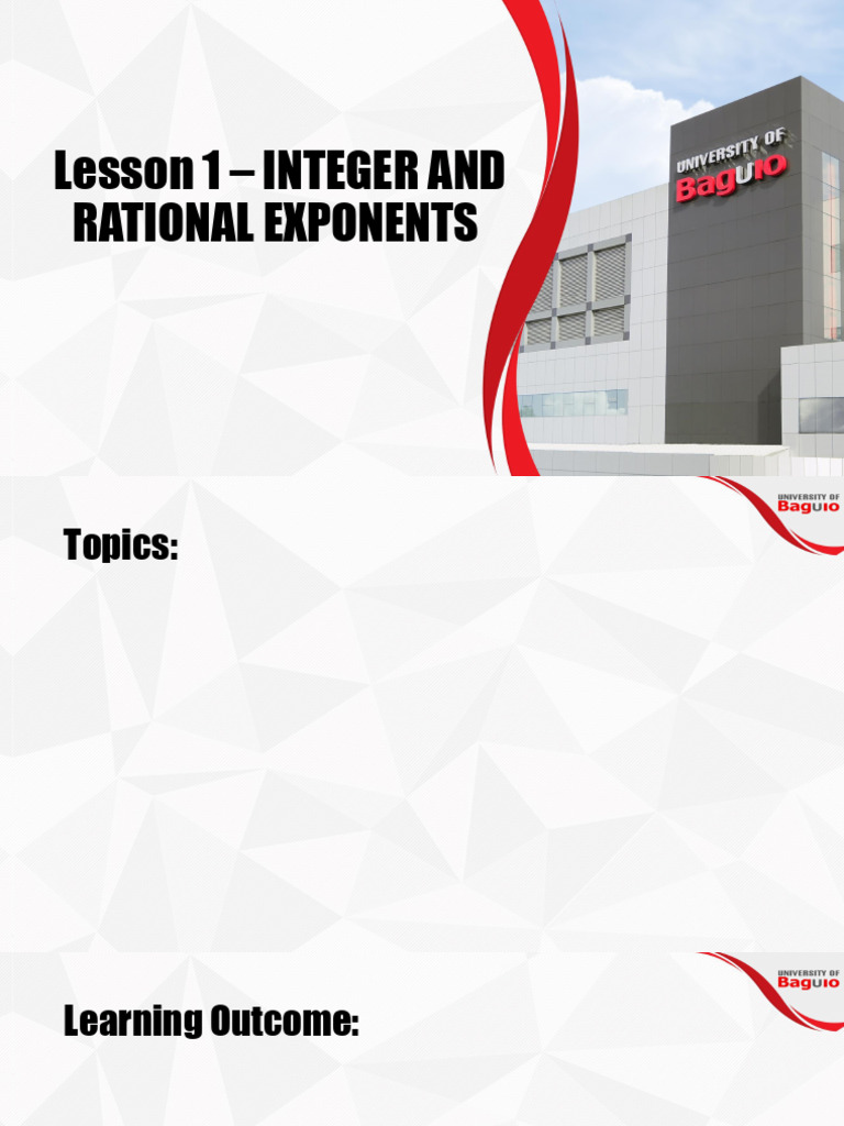 Lesson 1-INTEGER AND RATIONAL EXPONENTS | PDF | Numbers | Multiplication