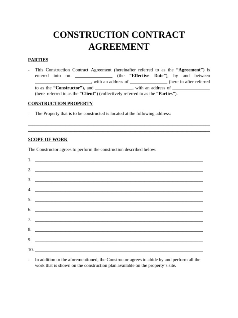 Construction Contract Template | PDF | Indemnity | Common Law