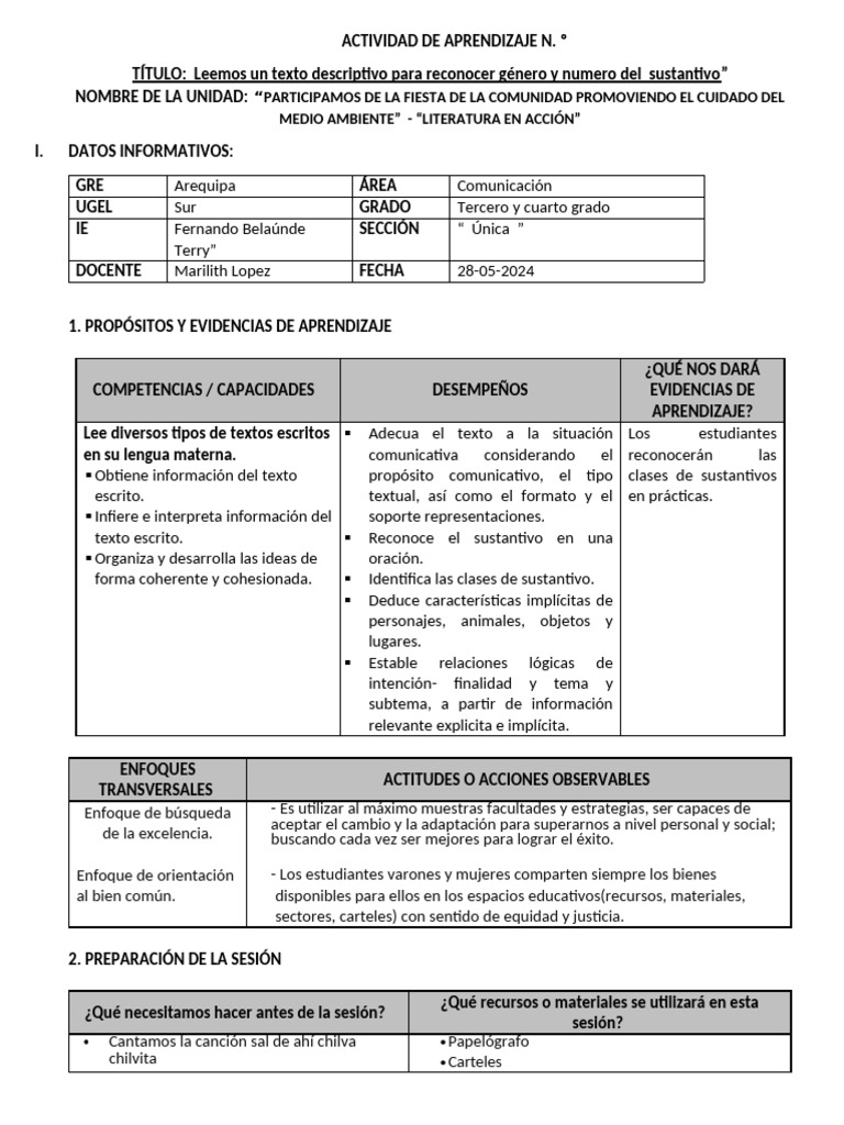 ACTIVIDAD DE APRENDIZAJE SUSTANTIVO (1) | PDF | Sustantivo | Aprendizaje
