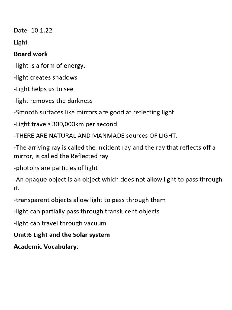 Understanding Light and Reflection | PDF | Reflection (Physics) | Mirror