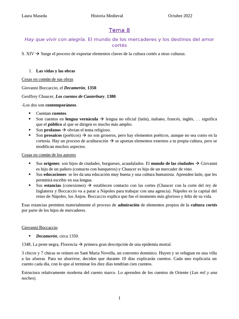 Tema 8 | PDF | Giovanni Boccaccio | El decameron