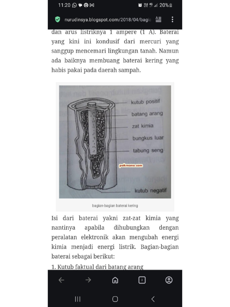 Bagian Bagian Dari Baterai (Elemen Kering) | PDF