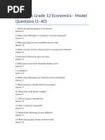 Grade 12 Economics Model Questions | PDF | Taxes | Economics