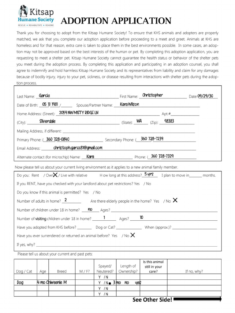 Updated KHS Adoption Application Fillable | PDF