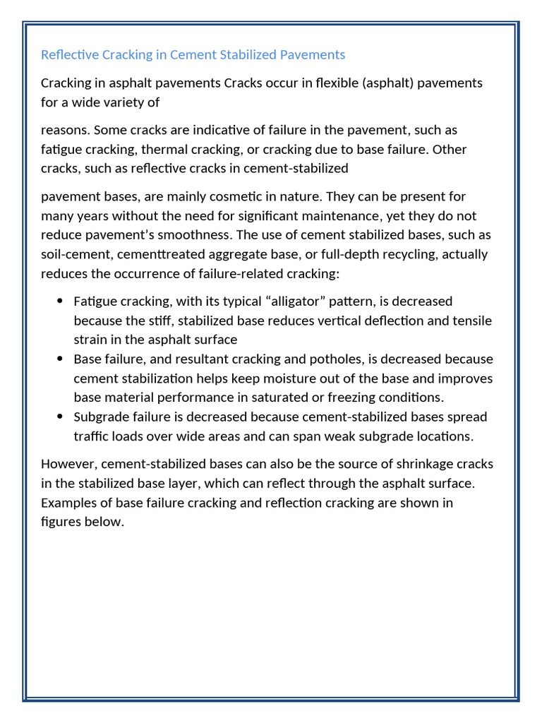 Reflective Cracking in Cement Stabilized Pavements | PDF | Road Surface ...