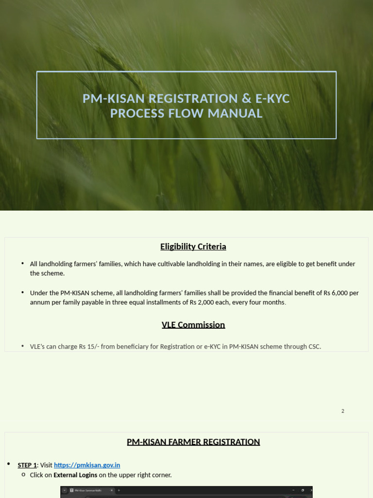 PM-KISAN Registration & E-KYC Process Flow Manual | PDF | Privacy ...