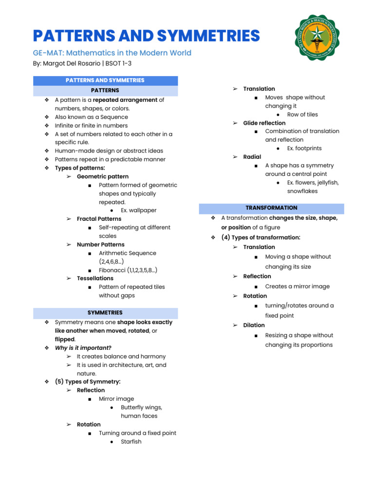 GE-MAT Patterns and Symmetries | PDF | Pattern | Mathematics