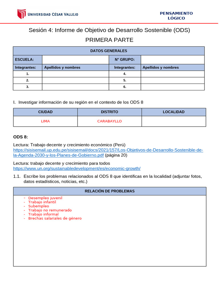 Modelo de Informe ODS | PDF