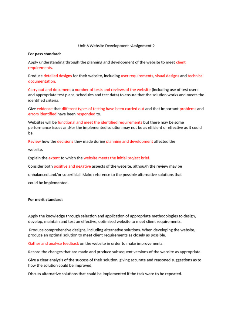 Website Development Assignment Overview | PDF | Evaluation | Web ...