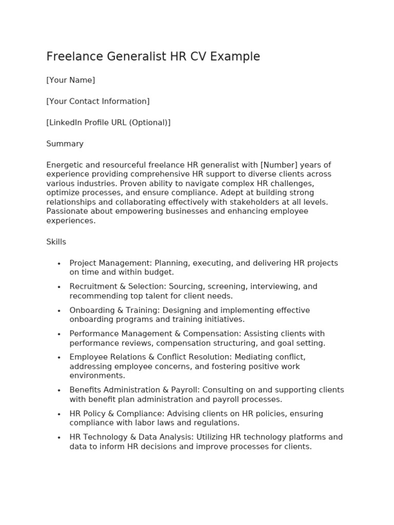2.. Freelance HR CV Example | PDF | Human Resource Management | Consultant