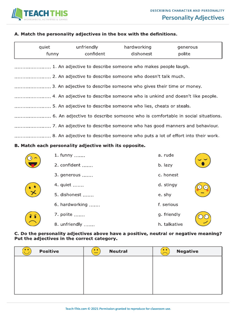 Personality Adjectives | PDF