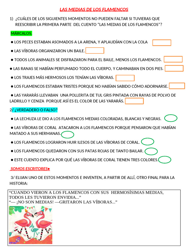Actividades sobre "Las medias de los flamencos" | PDF