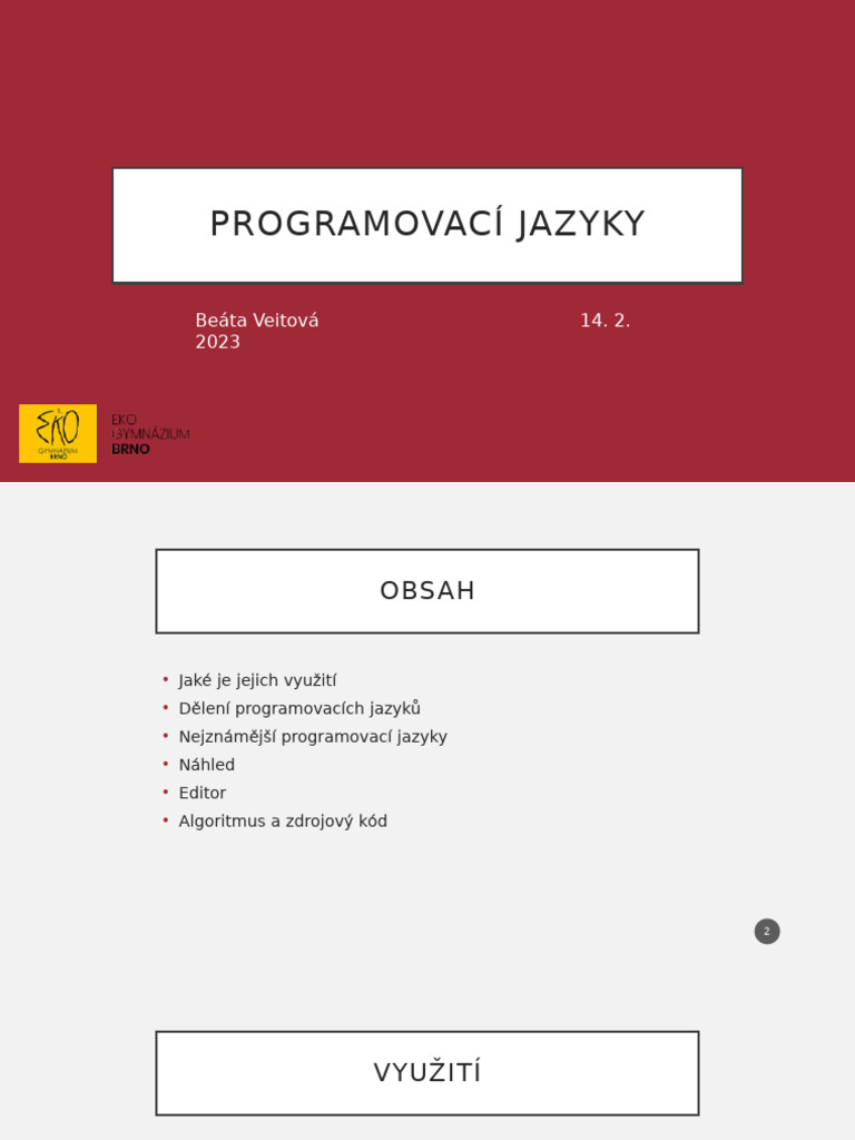 Prezentace - Programovací Jazyky | PDF