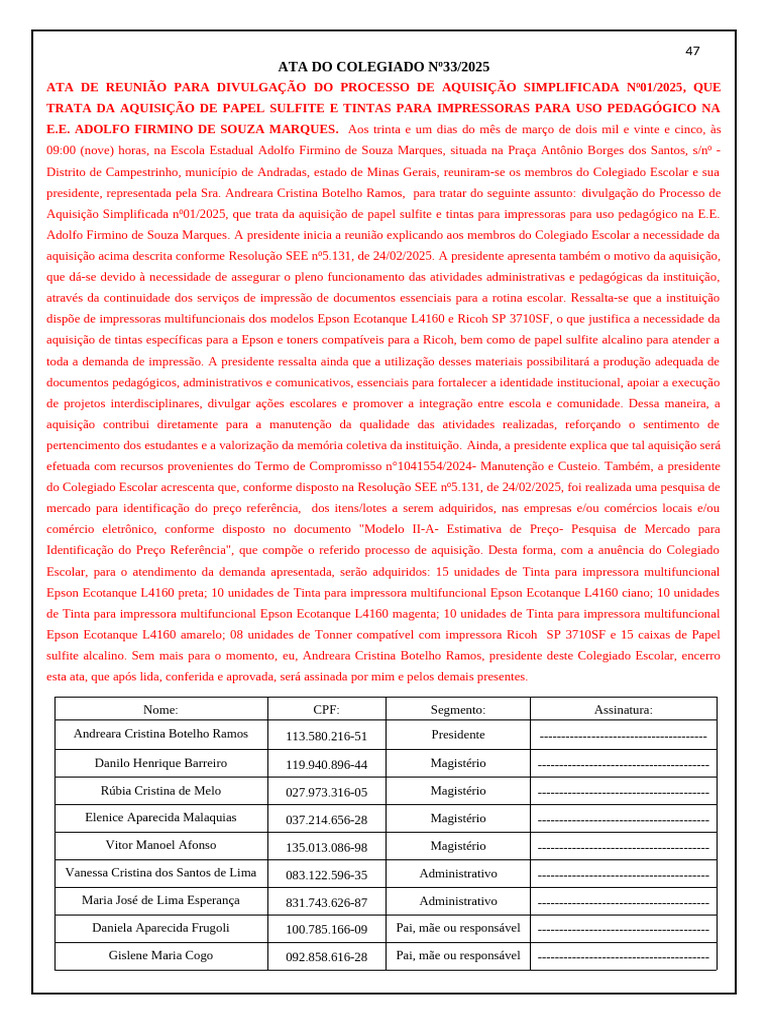 33-2025 Ata Encam. Pas Tintas | PDF | Impressora (informática)