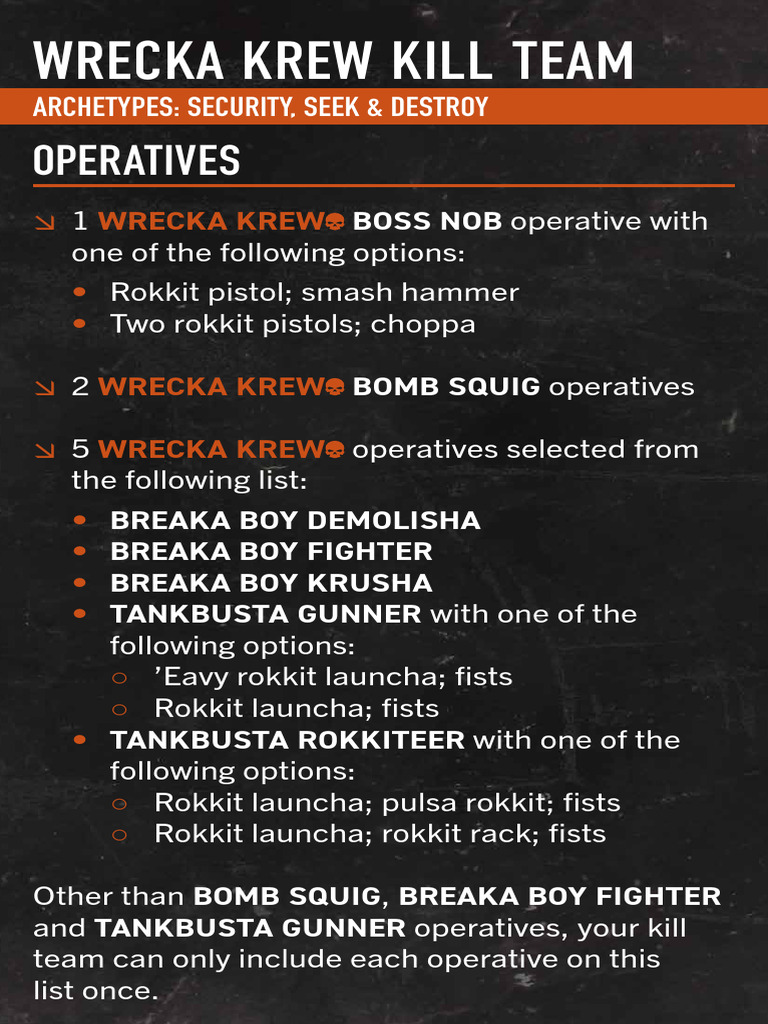 Wrecka Krew - Operative Selection | PDF