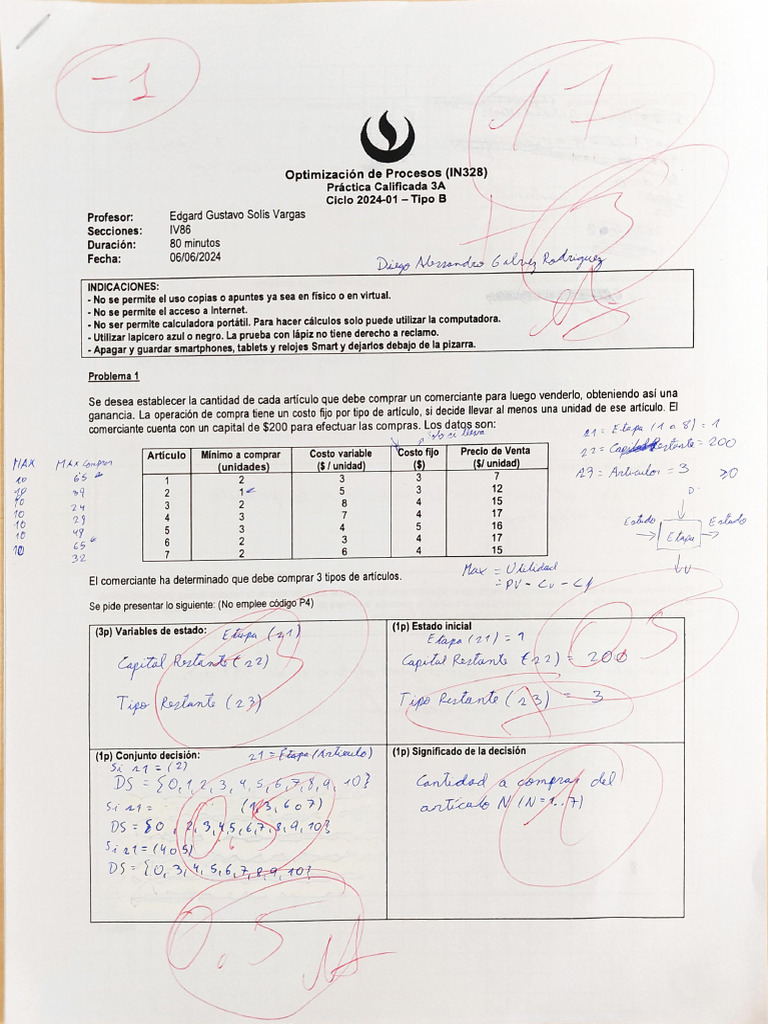 PC2 2024-1 Tipo B Optimizacion | PDF