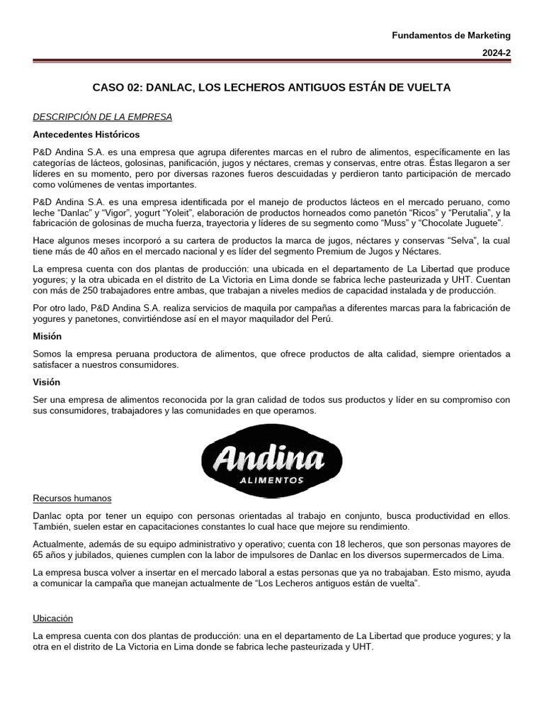 CASO 2 - FUNDA MARKETING - FINAL Pal Mathias | PDF | Marketing | Leche