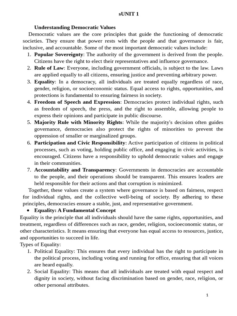 Core Democratic Values Explained | PDF | Democracy | Political Ideologies