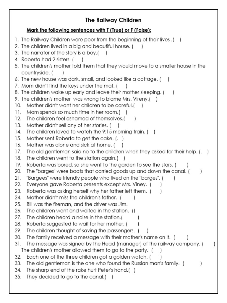 The Railway Children Questions | PDF