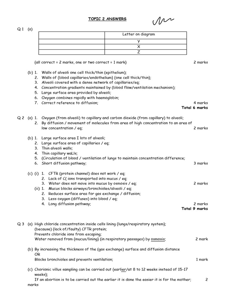 Topic 2 Answers | PDF | Dominance (Genetics) | Cell Membrane