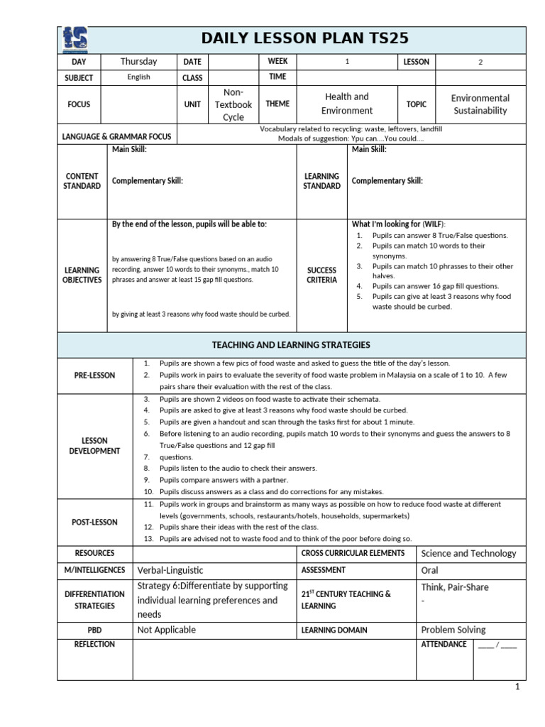 Form 2 Lesson 2 Listening | PDF | Learning | Human Communication