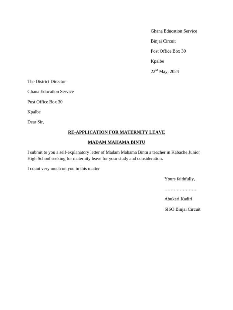 Ges Maternity Leave Application | PDF