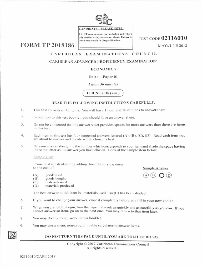 Economics 2018 U1 P1 | PDF