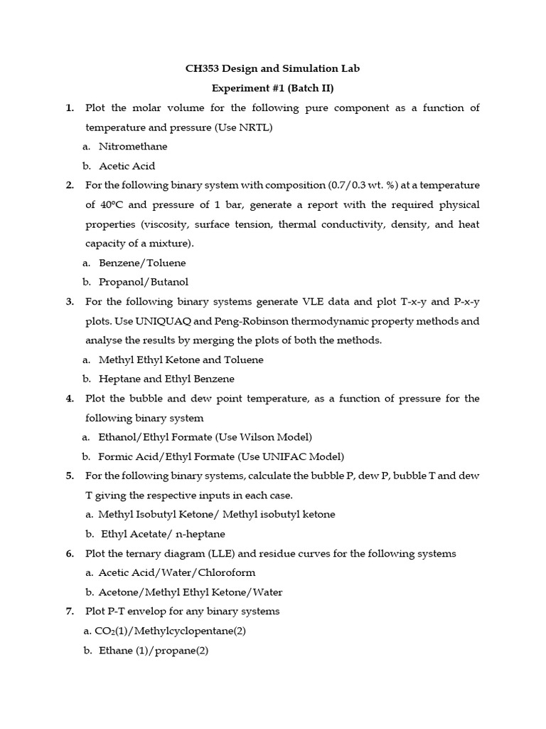 CH353 Problem Sheet 1 Batch II (2) | PDF