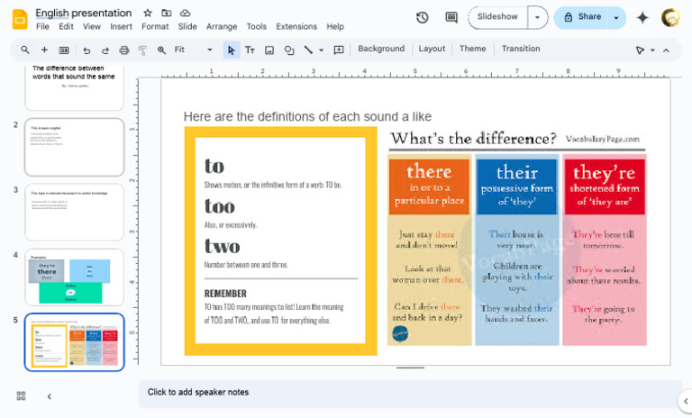 English Presentation - Google Slides | PDF