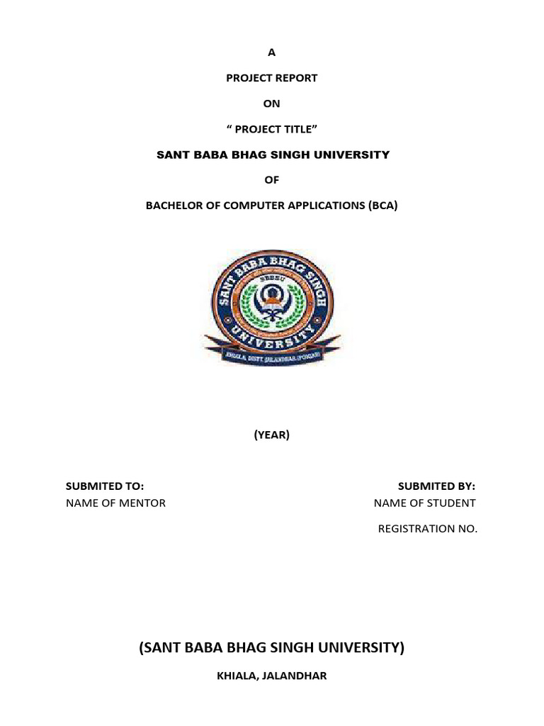 BCA Project Report at SBBSU Jalandhar | PDF