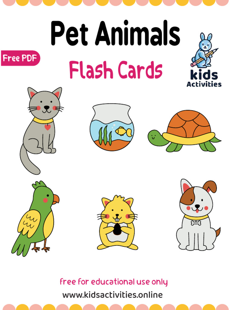Free Pets Animals Flashcards Printable | PDF