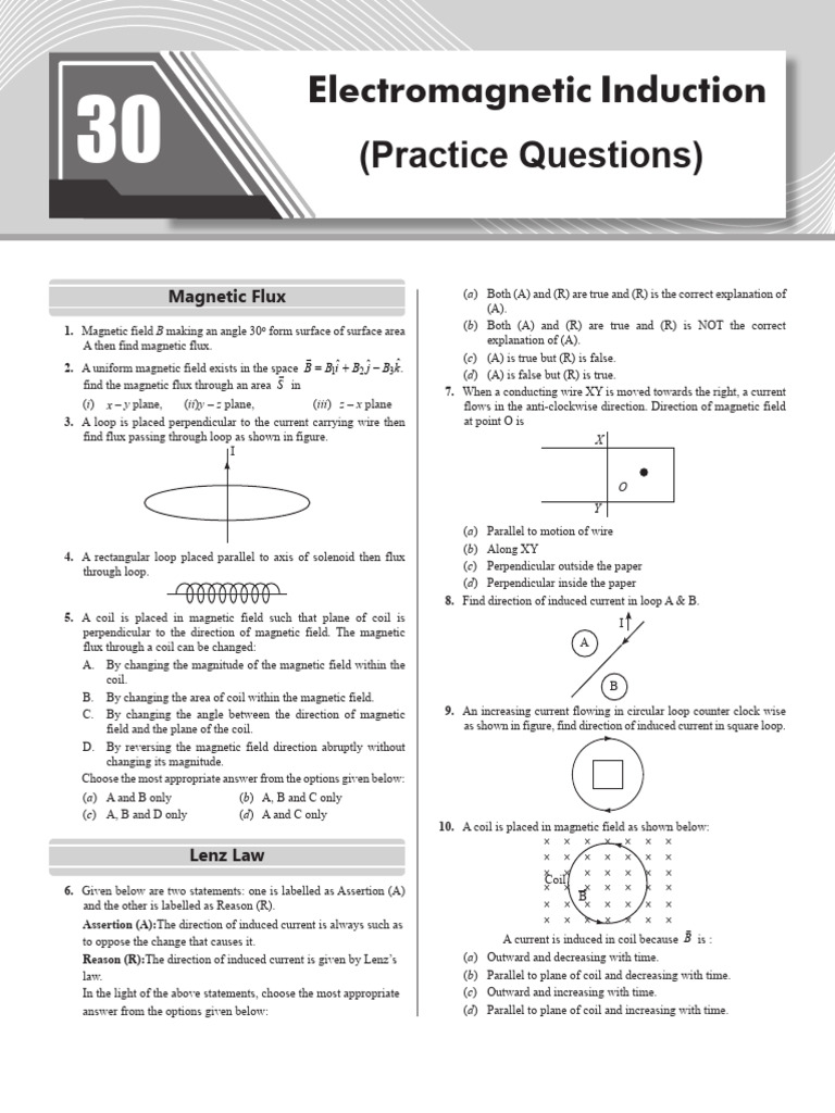 Electromagnetic Induction _ Practice Questions | PDF | Electromagnetic ...