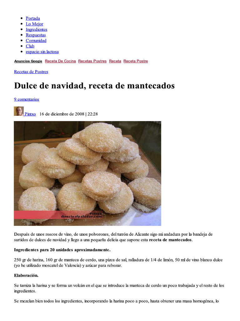 Receta de Mantecados | PDF