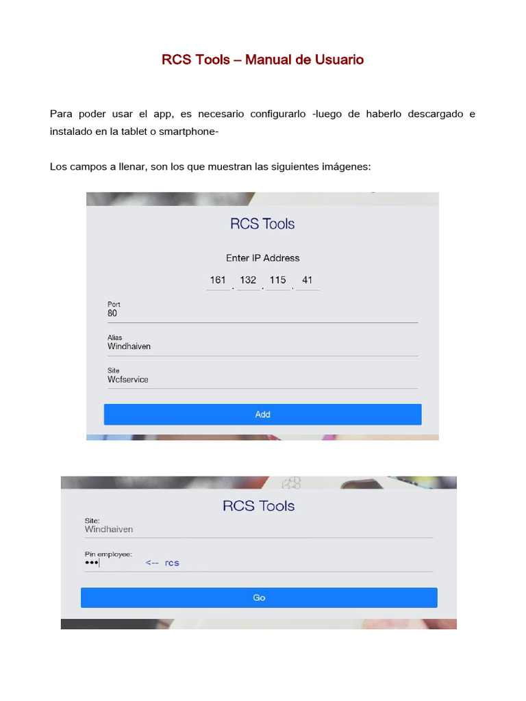 Manual de Usuario de RCS Tools | PDF