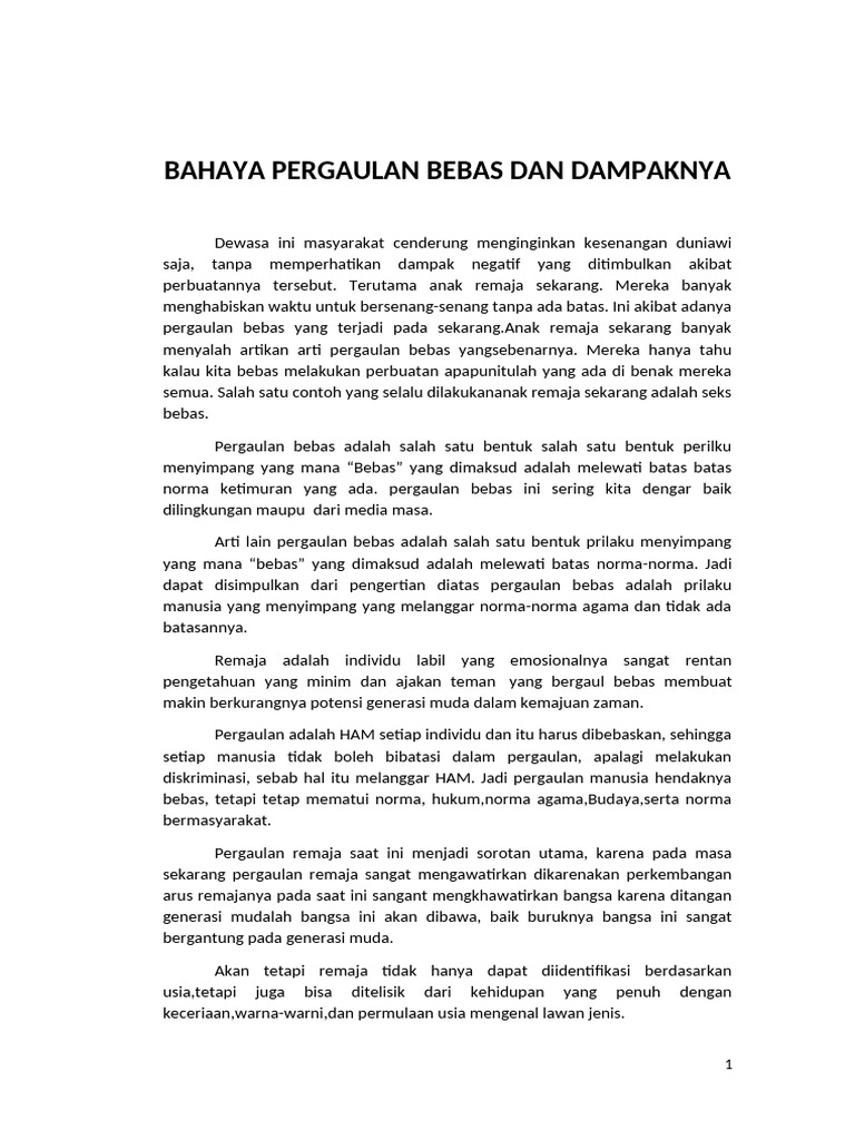 Artikelbahaya Pergaulan Bebas Dan Dampaknya | PDF