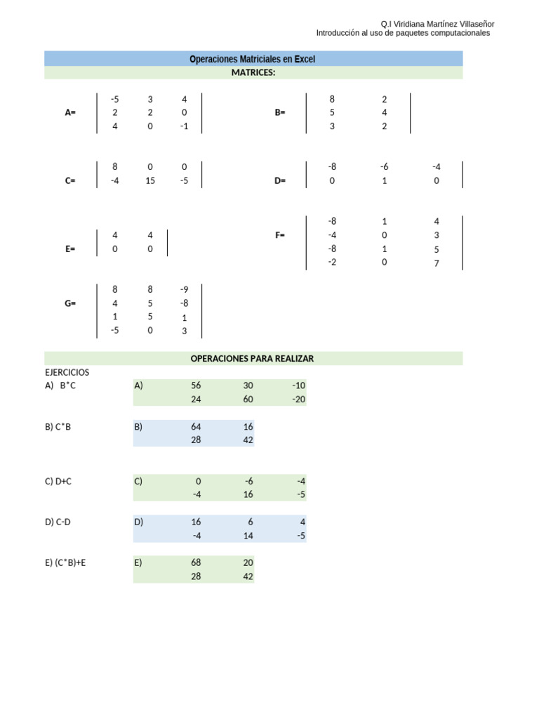 Matrices en Excel | PDF