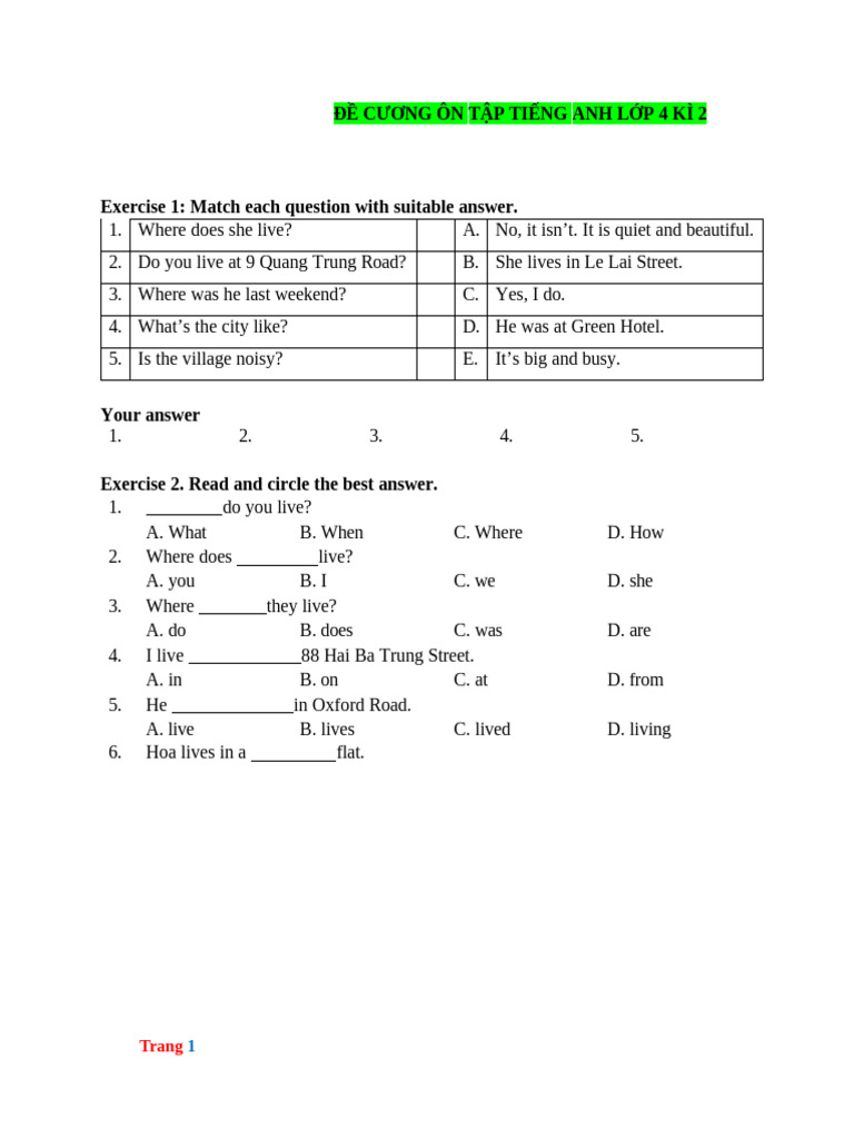 De Cuong On Tap HK2 Tieng Anh 4 Global 24 25 | PDF
