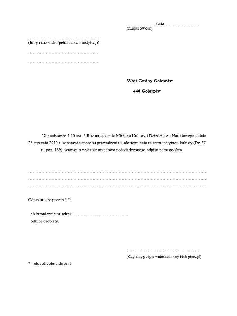 Wniosek o wydanie odpisu | PDF