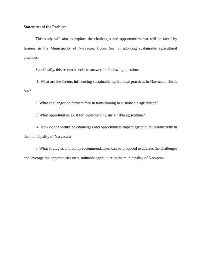 Statement of The Problem | PDF