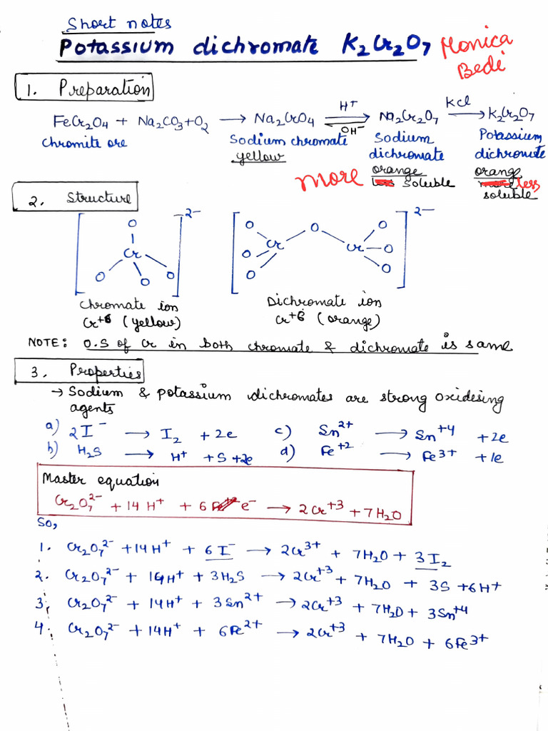 K2Cr2O7 Short Notes | PDF