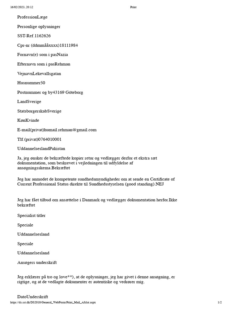 Dansk Ansøgning | PDF